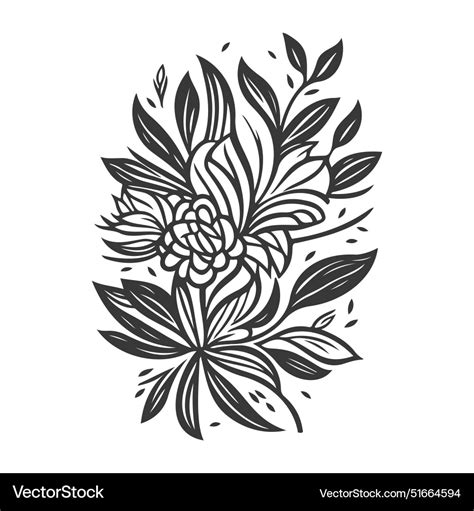 Flower Batik Pattern Grey Royalty Free Vector Image