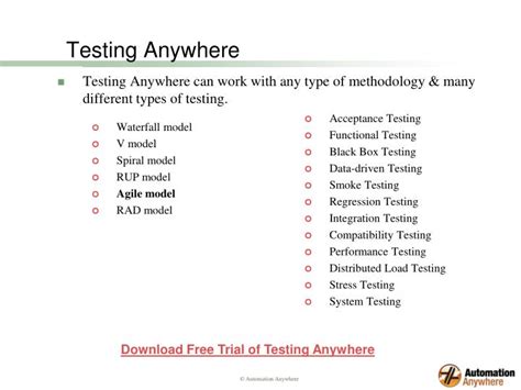 ppt agile testing with testing anywhere powerpoint presentation id
