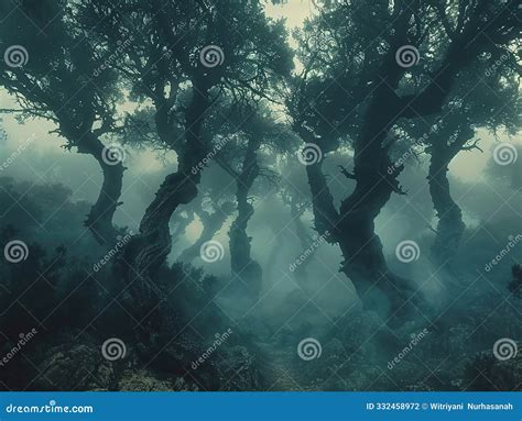 Enchanted Forest A Mystifying Fog Filled Grove Stock Illustration Illustration Of Wood Dark