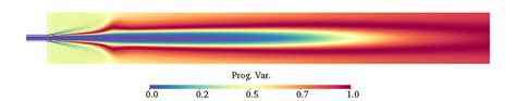 Contour Plots Of Mixture Fraction Temperature And Progress Variable