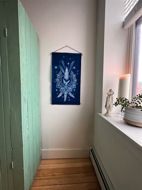 Botanical Decor Schoolhouse Chart Style Cyanotype Art Wall Hanging