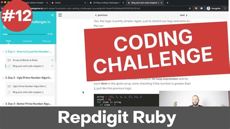 Day 12 Of 30 Ruby Coding Challenge Repdigit Numbers In Ruby Way Youtube