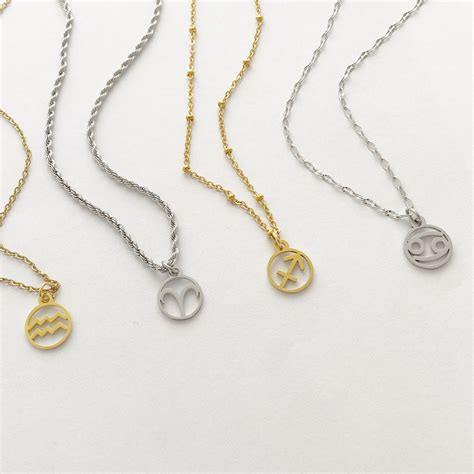 Zodiac Necklace Gold Or Silver Horoscope Necklace Etsy