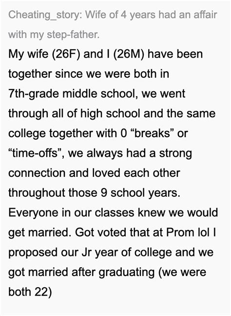 Cheatingstory Wife Of 4 Years Had An Affair With My Step Father