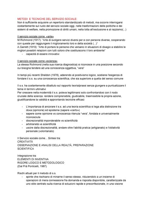 Metodi E Tecniche Del Servizio Sociale Metodi E Tecniche Del Servizio