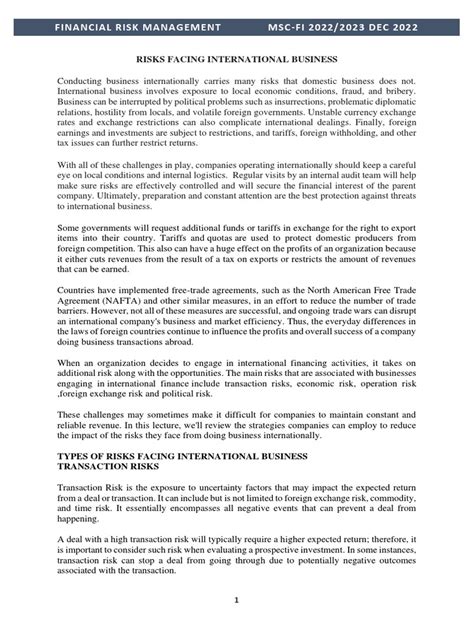 Topic 5 Types Of Risks Download Free Pdf Financial Risk Hedge