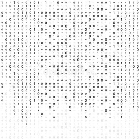 Background With Digits On Screen Binary Code Zero One Matrix White
