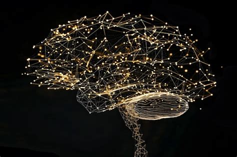 Abstract Image Of A Human Brain Network With Glowing Connections On A Black Background Premium