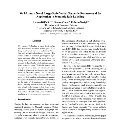 Verbatlas A Novel Large Scale Verbal Semantic Resource And Its
