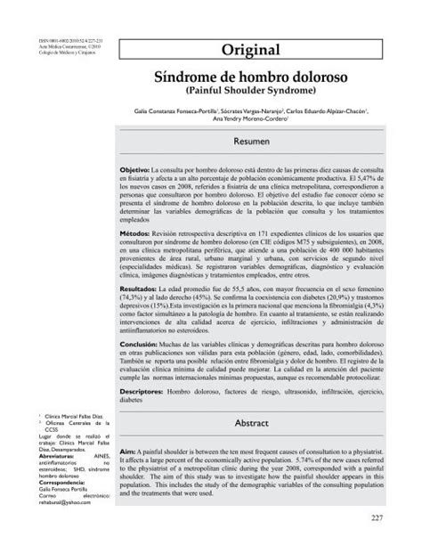 Original SÃndrome de hombro doloroso SciELO