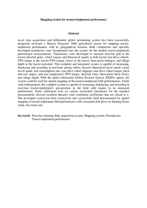 Pdf Mapping System For Tractor Implement Performance