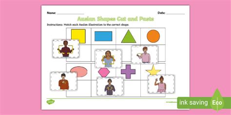 Auslan Shapes Cut And Paste Activity Teacher Made