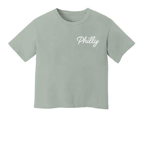 Philly Cursive Washed Crop Tee Frankie Jean