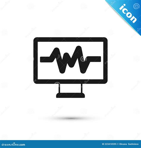 Monitor Cinza ícone De Cardiograma Isolado Em Fundo Branco ícone