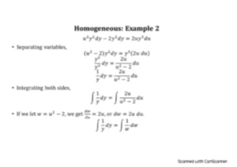 SOLUTION Homogeneous First Order Example 2 Differential Equation