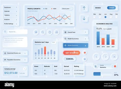 User Interface Elements For Data Analisys Mobile App Unique Neumorphic