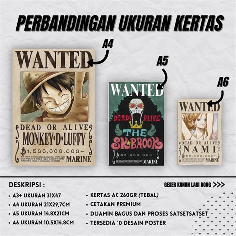 Jual Poster One Piece Poster Bounty One Piece Poster Wanted One Piece Poster Bounty Kru