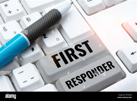 Conceptual Display First Responder Word For A Person Who Is