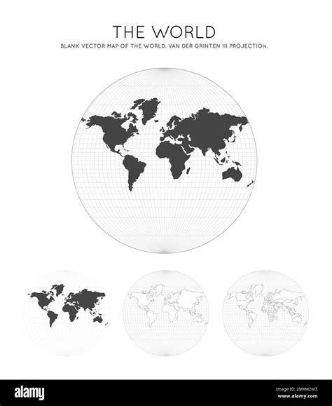 Map Of The World Van Der Grinten Iii Projection Globe With Latitude