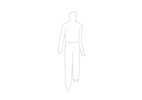 Slim Walking Figure Back View Cad Block Free Dwg