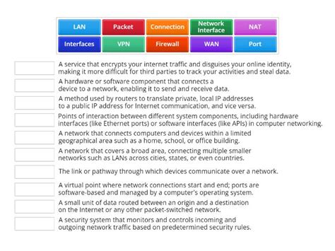 Networking Terminologies Match Up