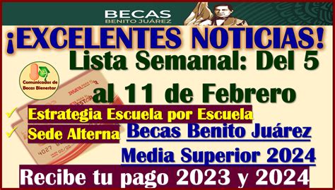 NUEVA LISTA SEMANAL entrega de Tarjetas para las Becas Benito Juárez