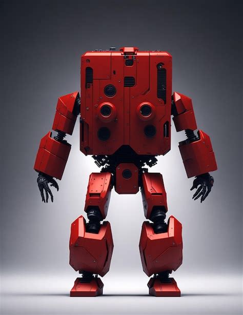 Premium Ai Image Futuristic Cube Robot On White Backgound