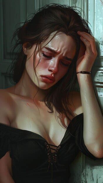 Premium Photo There Is A Woman With A Black Dress And A Red Lipstick