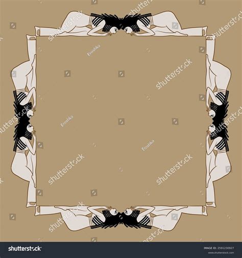 Square Ethnic Frame Rectangular Border Prostrated Stock Vector Royalty