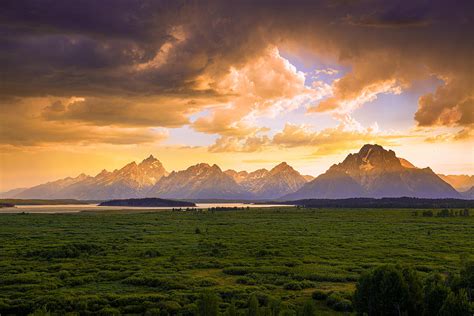 Sunset At Grand Teton Photograph By Wenjin Yu Fine Art America