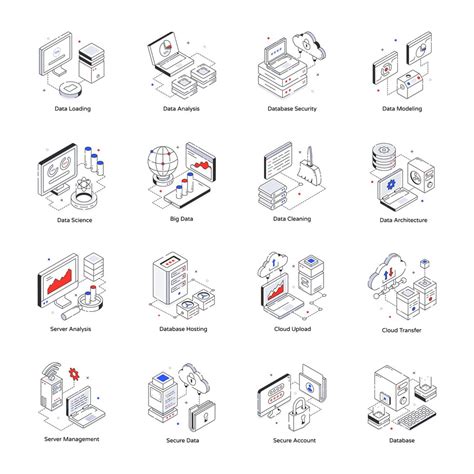 Premium Vector Pack Of Database Isometric Icons