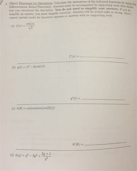 Solved Calculate The Derivative Of The Indicated Function By Chegg