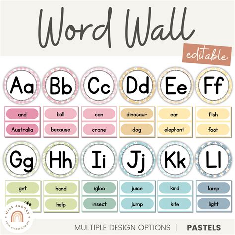 Alphabet Word Wall Daisy Gingham Pastels Classroom Decor Editable