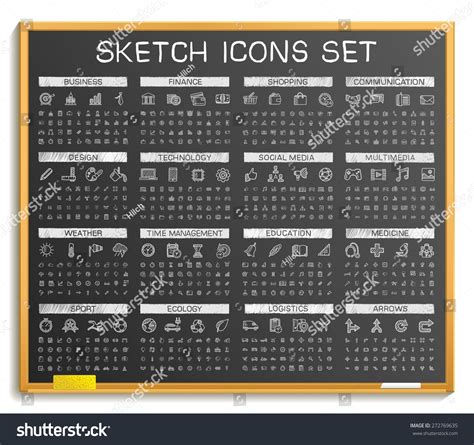 Hand Drawing Line Icons Vector Doodle Stock Vector Royalty Free Shutterstock