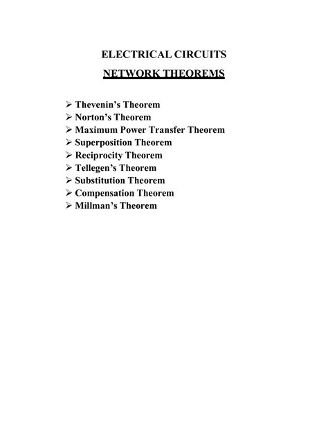Solution Electrical Engineering Electrical Circuit Network Theorems