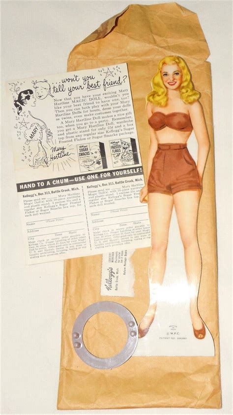 Mary Hartline Cardboard Paper Doll With Stand Original Kelloggs