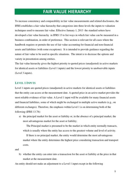 Fair Value Hierarchy Pdf Fair Value International Financial Reporting Standards