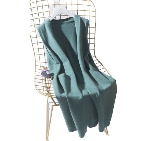 Badu Bg Пролетна 2022 г Дълга плетена жилетка без ръкави Дамско палто от плътна вълнена жилетка