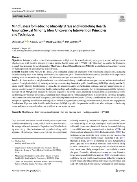 Pdf Mindfulness For Reducing Minority Stress And Promoting Health