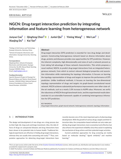 Pdf Ngcn Drug‐target Interaction Prediction By Integrating