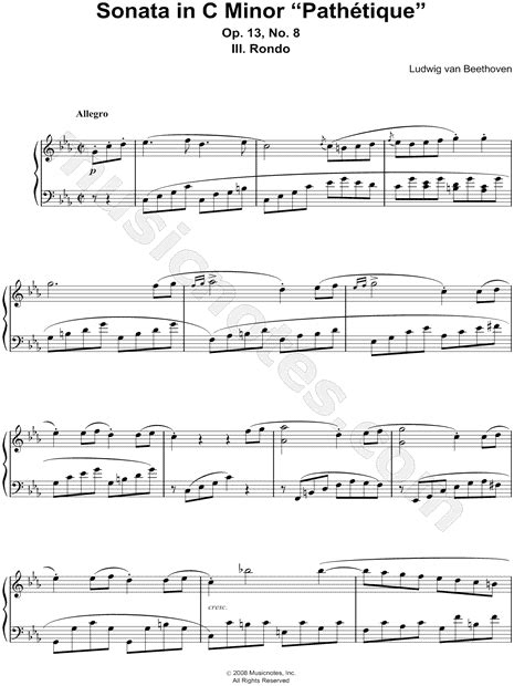 Ludwig Van Beethoven Piano Sonata No 8 In C Minor Pathetique Iii