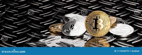 Stack Of Golden Silver Crypto Currency Coins Editorial Stock Image