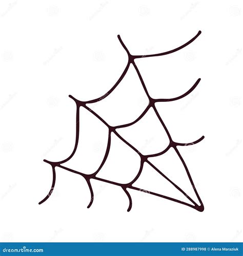 Cobweb Spider Web Doodle Icon For Halloween Spider Product Hand Drawing Vector Illustration
