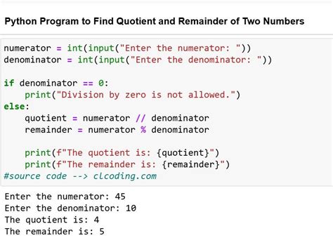Day 42 Python Program To Find Quotient And Remainder Of Two Python