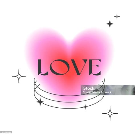 발렌타인 데이 흐린 마음 90 년대 스타일 텍스트 사랑 선형 모양 반짝임이 있는 Y2k 미학의 낭만적 인 벡터 기호 2월에 대한 스톡 벡터 아트 및 기타 이미지 Istock