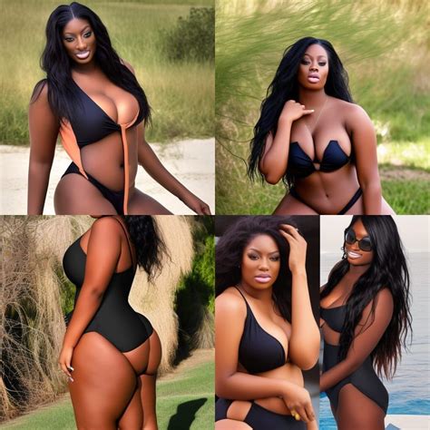 Stunningly Beautiful Voluptuous Black Female Swimsuit Model With A