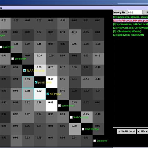 Dimension Selection Tool Conditional Entropy Values Below Diagonal Download Scientific