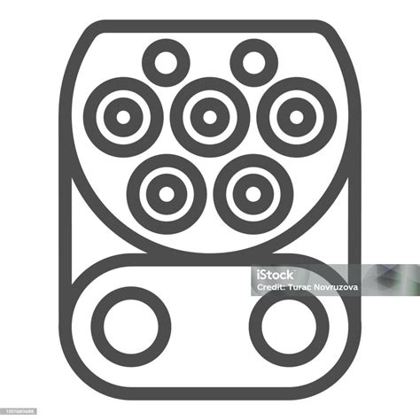 Ccs 충전기 라인 아이콘 전기 자동차 개념 흰색 배경에 전기 자동차 충전 플러그 사인 모바일 및 웹 디자인을위한 윤곽 스타일플러그 타입 Sae 아이콘 충전 벡터 그래픽 0