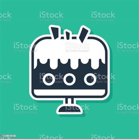 녹색 배경에 고립 된 플레이트 아이콘에 블루 케이크 생일 축하해요 벡터 개념에 대한 스톡 벡터 아트 및 기타 이미지 개념 공휴일 귀여운 Istock