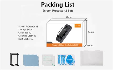 Amazear Insta 360 X4 Screen Protector Film 2 Pack Insta360 X4 Screen Protector For